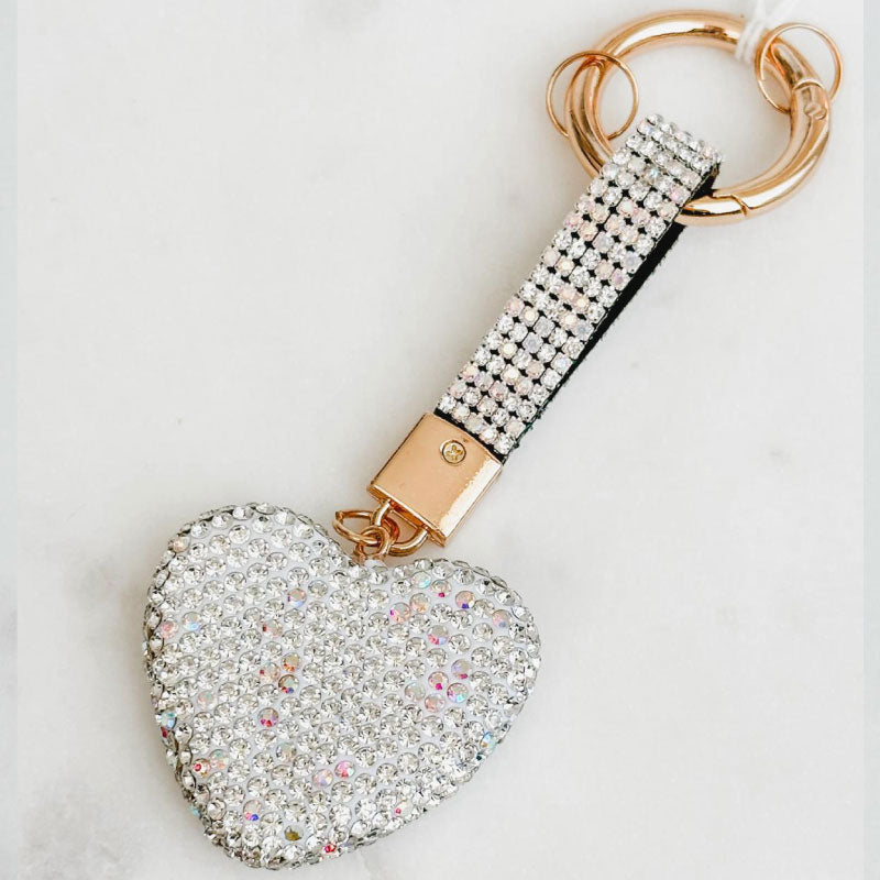 Silver Flat Heart Keyring With Bling Strap – Changing Seasons