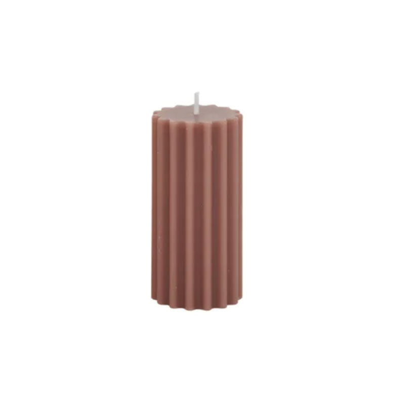 Large Rib Pillar Candle 5x10cm Brown – Changing Seasons